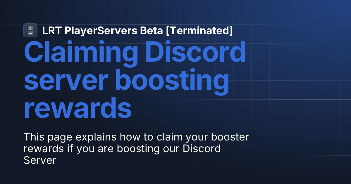 Claiming Discord server boosting rewards | LRT PlayerServers Beta ...